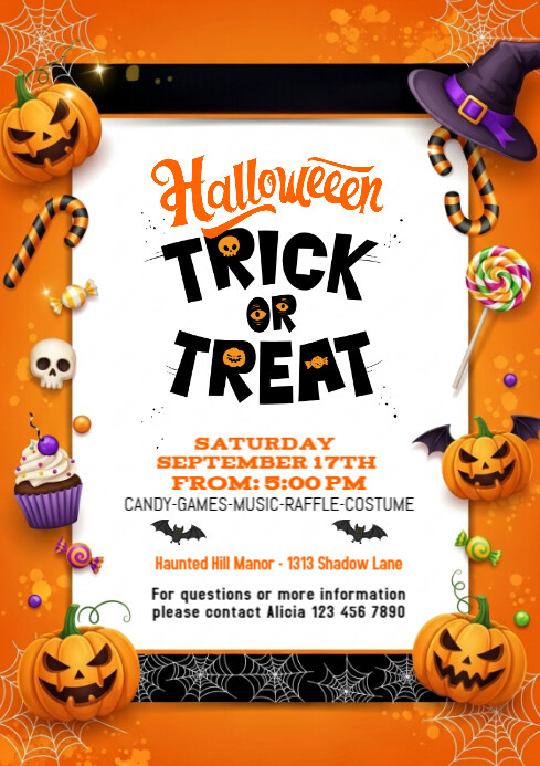 Halloween Trick or Treat Flyer Template | PosterMyWall