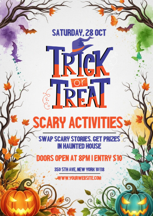 Copy of Halloween trick or treat flyer | PosterMyWall