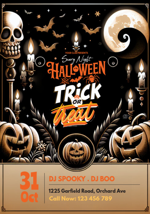 Plantilla de Halloween Trick or Treat Flyer Template | PosterMyWall