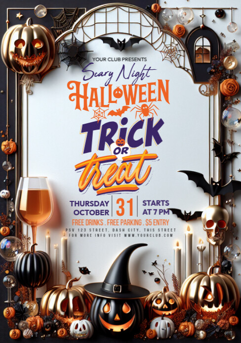 Halloween Trick or Treat Flyer Template | PosterMyWall