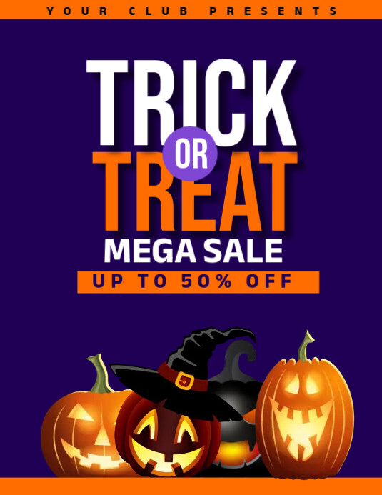 Halloween Trick or treat mega sale Flyer Template | PosterMyWall