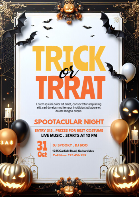 Halloween Trick or Treat Night Party Flyer Template | PosterMyWall