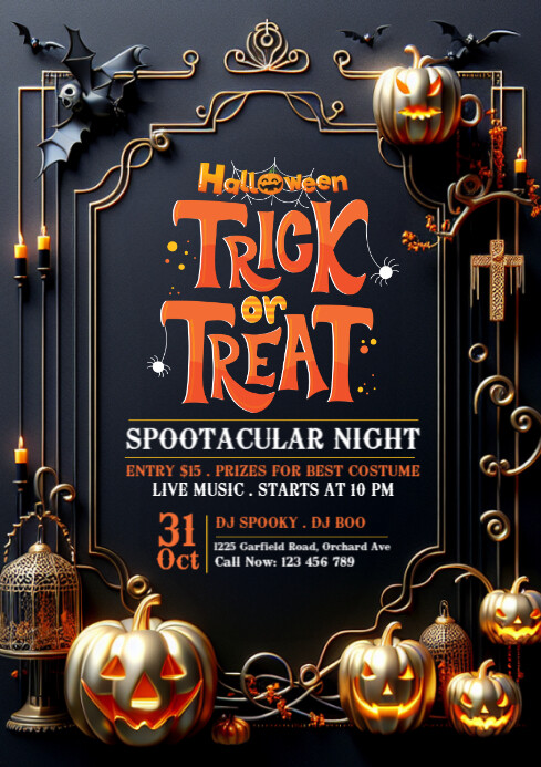 Halloween Trick or Treat Night Party Flyer Template | PosterMyWall