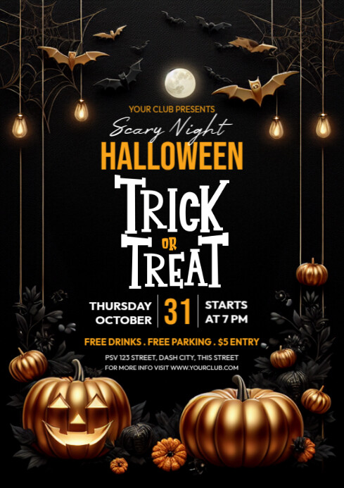 Halloween Trick or Treat Party Template | PosterMyWall