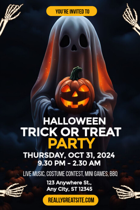 Halloween Trick or Treat Party Flyer Template | PosterMyWall