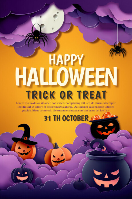 Halloween Trick or Treat Party Poster Template | PosterMyWall