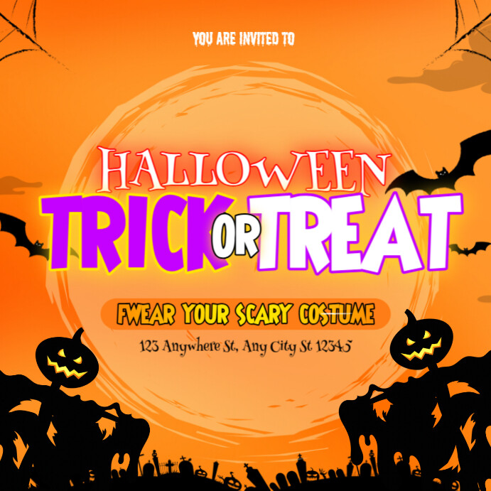 Halloween trick or treat post Template | PosterMyWall