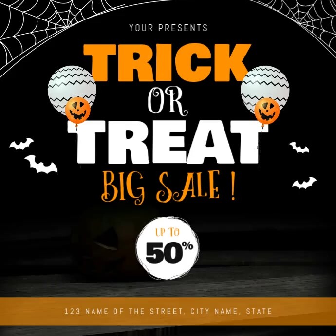 Halloween Trick or Treat Sale Square Video Template | PosterMyWall