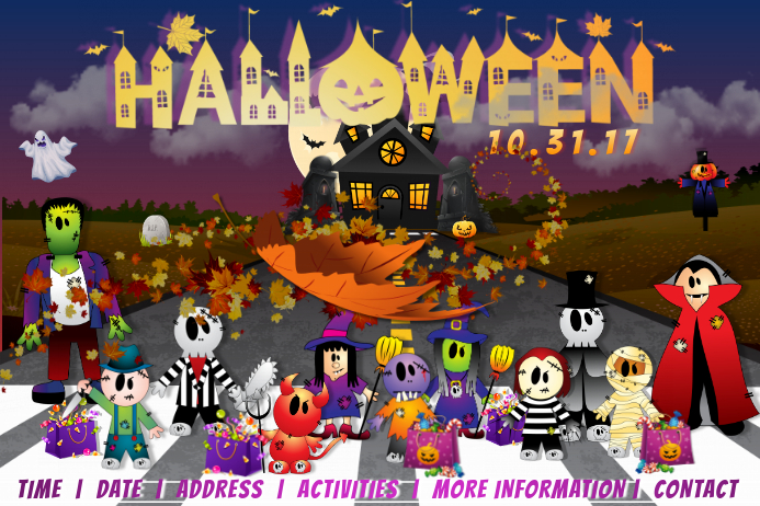 Halloween Trick Treat Kids Family Costume Candy School Template ...