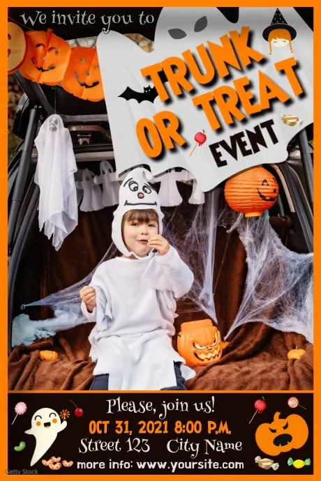 Halloween Trunk Trick or Treat Party Poster F Template | PosterMyWall