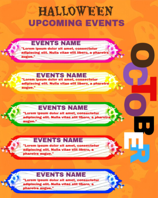 Halloween upcoming events schedule flyer Template | PosterMyWall