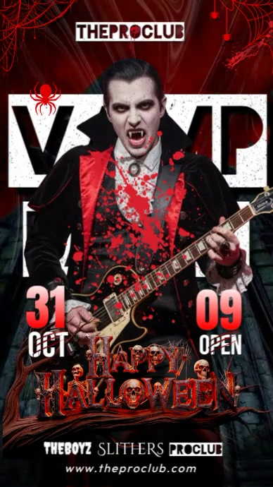 Halloween Vampire Party Reels Poster Template | PosterMyWall