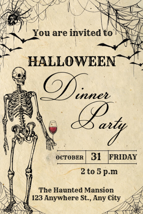 Halloween Vintage Party Invitation Template | PosterMyWall