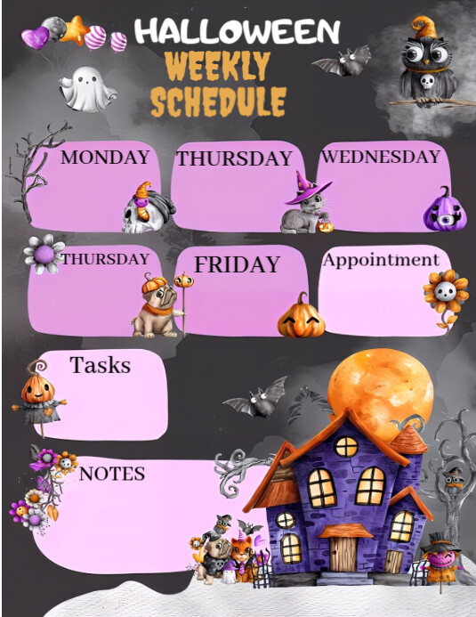 Halloween weekly schedule planner Template | PosterMyWall