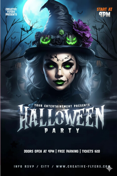 Plantilla de Halloween Witch Party Poster | Spooky Club Night Flyer ...