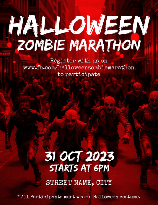 Copy of Halloween zombie marathon | PosterMyWall