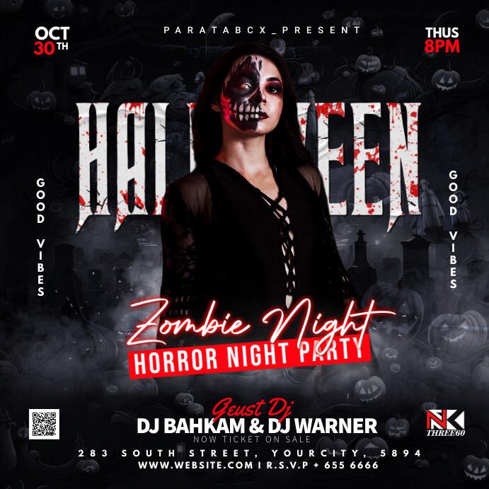 Halloween zombie night party Template | PosterMyWall