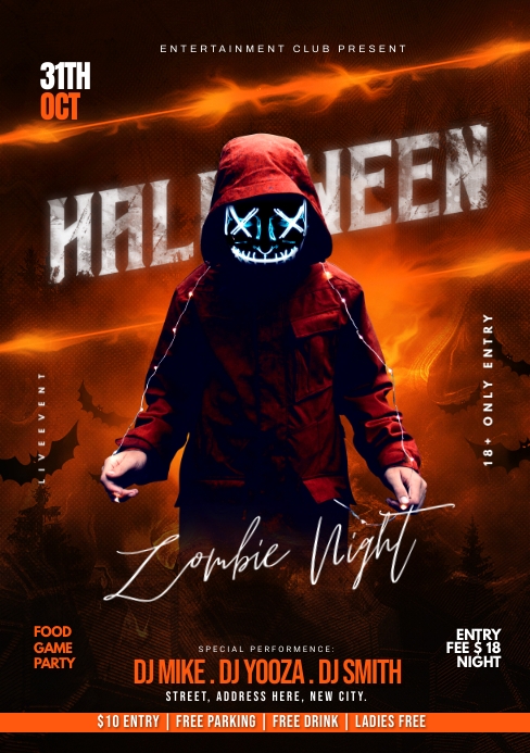Halloween zombie night party Template | PosterMyWall