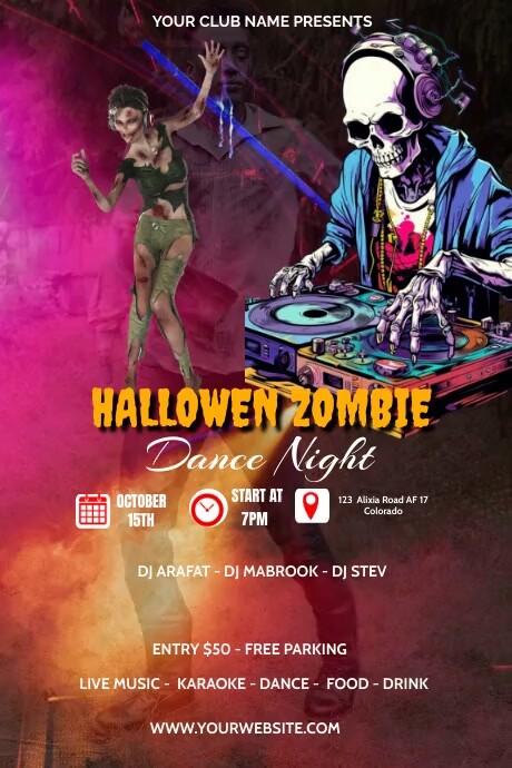Halloween zombie nightclub poster Template | PosterMyWall