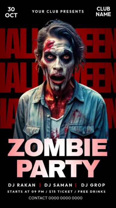 Plantilla de Halloween Zombie Party | PosterMyWall