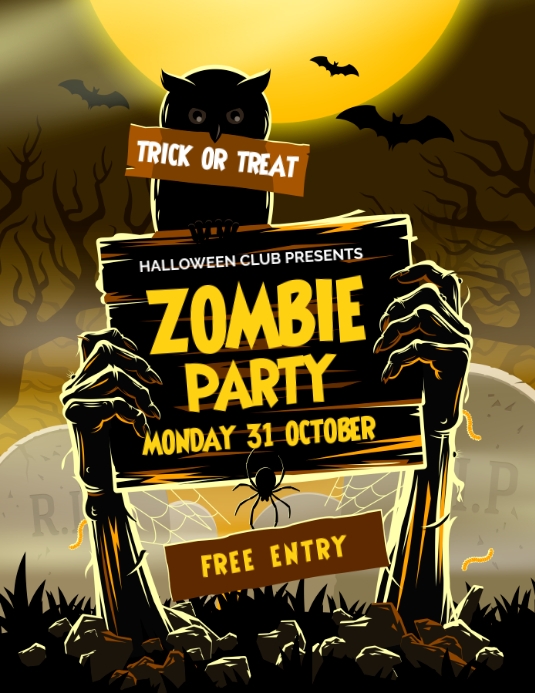 Halloween Zombie Party Flyer Template | PosterMyWall