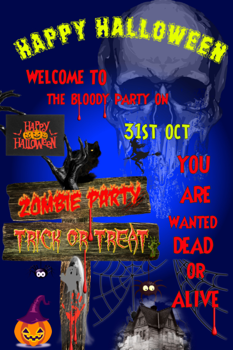 halloween zombie party scary flyer ghost poster Template | PosterMyWall