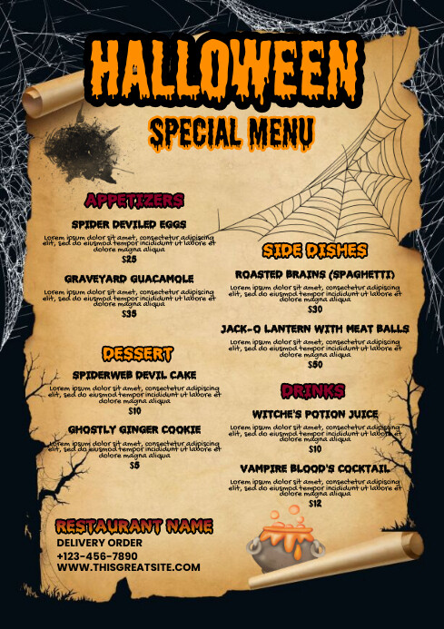 Hallowen Menu Template | PosterMyWall
