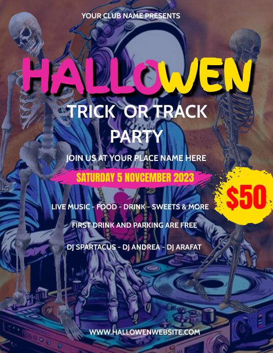 Plantilla de hallowen trick or track party poster | PosterMyWall