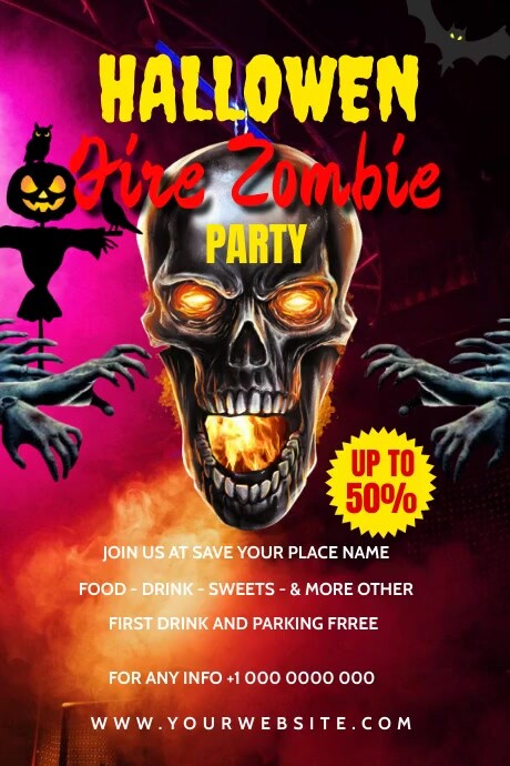 Copy of hallowen zombie night poster party | PosterMyWall