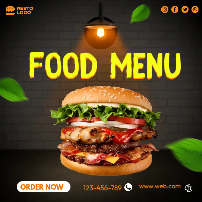 Hamburger Food Menu Template | PosterMyWall