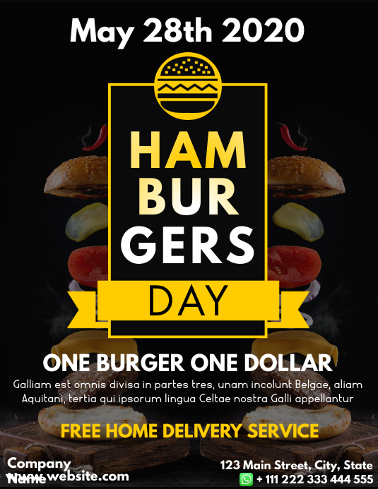 hamburgers national day flyer design template | PosterMyWall