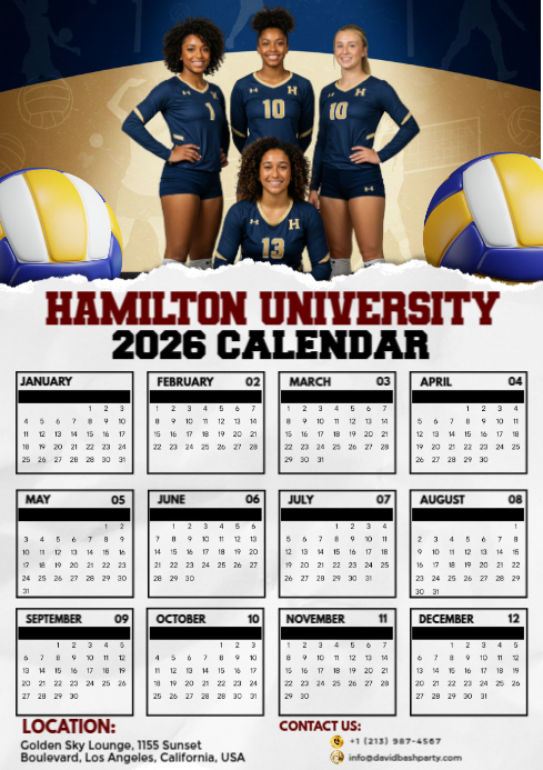 Hamilton University Volleyball Team 2026 Template | PosterMyWall