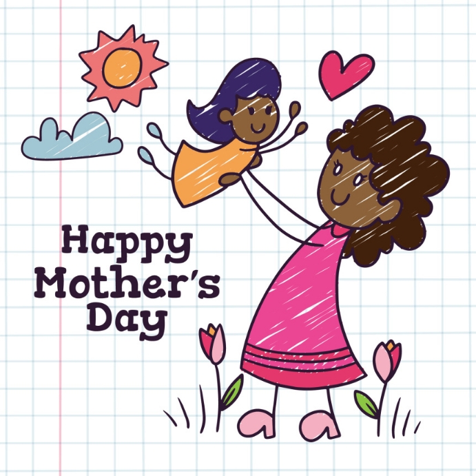Hand drawn mother's day children drawing Template | PosterMyWall