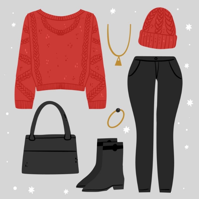 hand drawn winter clothes essential collectio Template | PosterMyWall