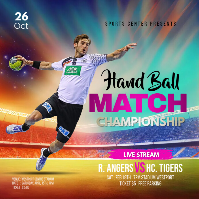 HandBall Match Championship Template | PosterMyWall