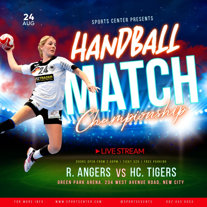 Handball match championship flyer Template | PosterMyWall