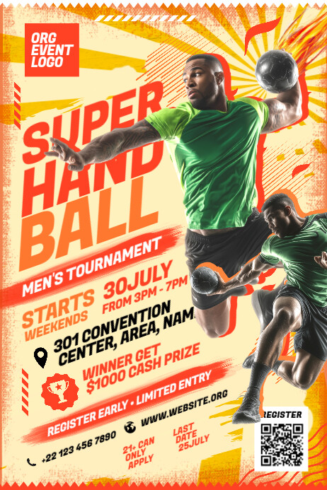 Handball Tournament Poster Template | PosterMyWall