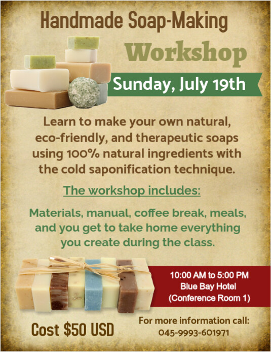 Copy of Handmade Soap Making Workshop Flyer, Letter Size Volante (carta ...