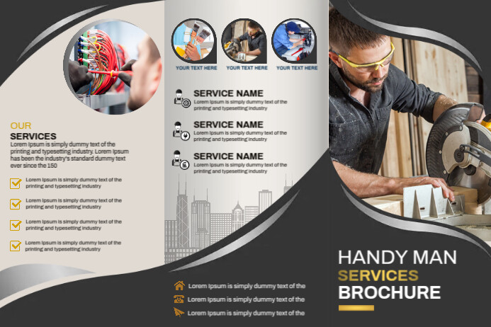Plantilla de Handy man Tri fold brochure | PosterMyWall