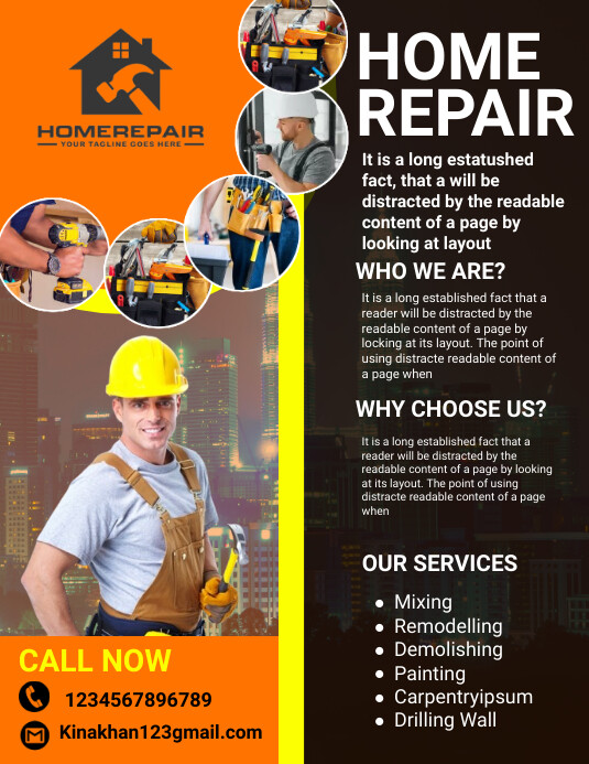 handyman flyer ,plumbing flyer, home repair f Template | PosterMyWall