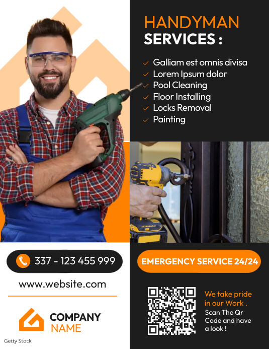 Copy of handyman minimal customizable flyer template | PosterMyWall