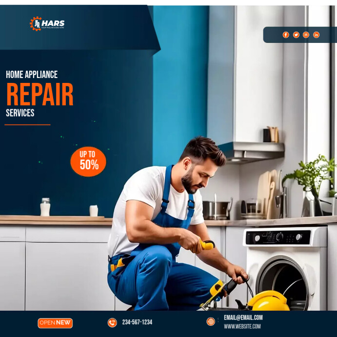 Home Appliance Repair Services Template | PosterMyWall
