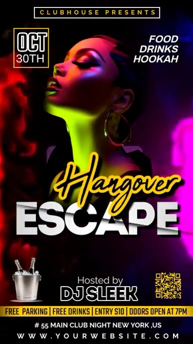 Copy of HANGOVER ESCAPE PARTY FLYER TEMPLATE | PosterMyWall