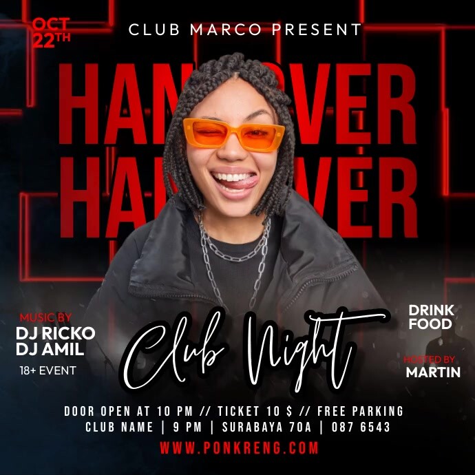 Plantilla de Hangover Night Club | PosterMyWall