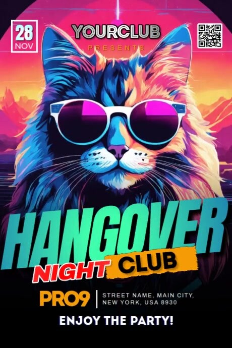 Plantilla de Hangover Night Club | PosterMyWall