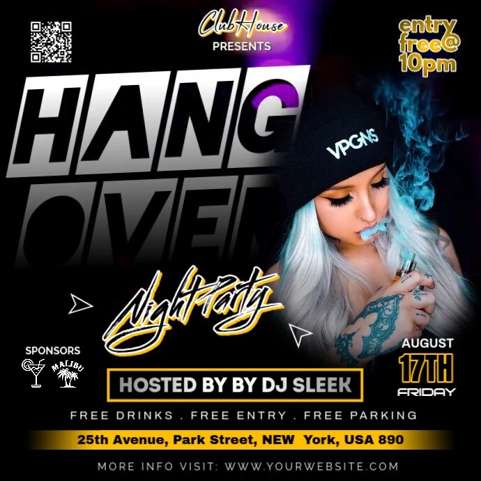 HANGOVER NIGHT PARTY FLYER TEMPLATE | PosterMyWall
