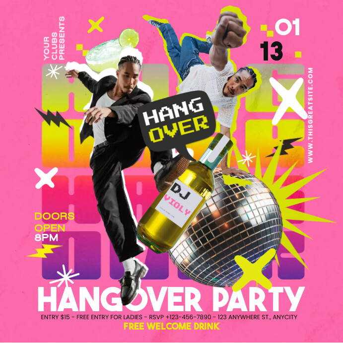 Plantilla de Hangover Party Instagram post | PosterMyWall