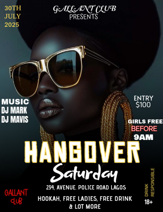 Hangover Saturday Template | PosterMyWall