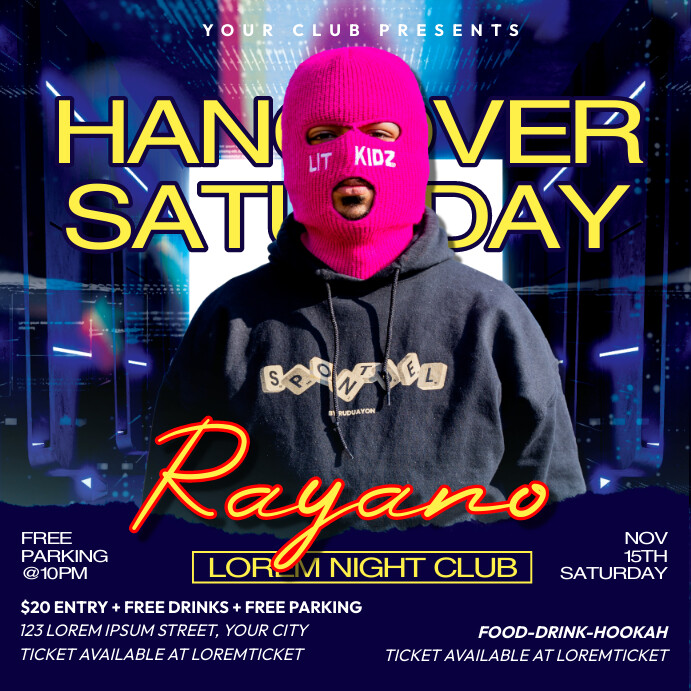 Plantilla de Hangover Saturday Party | PosterMyWall