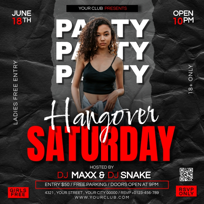 Hangover Saturday Party Template | PosterMyWall